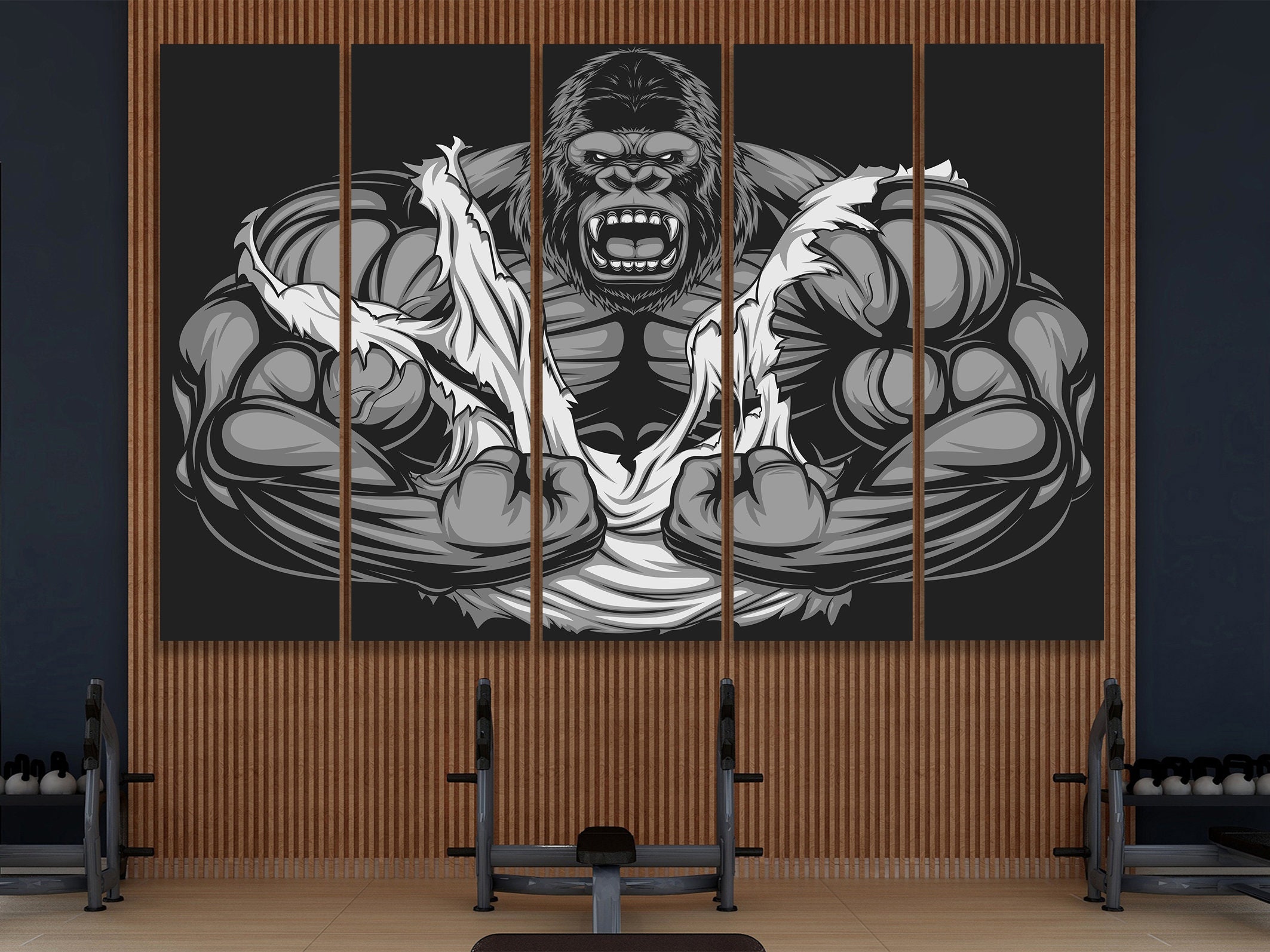 Gym Gorilla Canvas Art Sport Art Decor Fitness Studio Poster ...