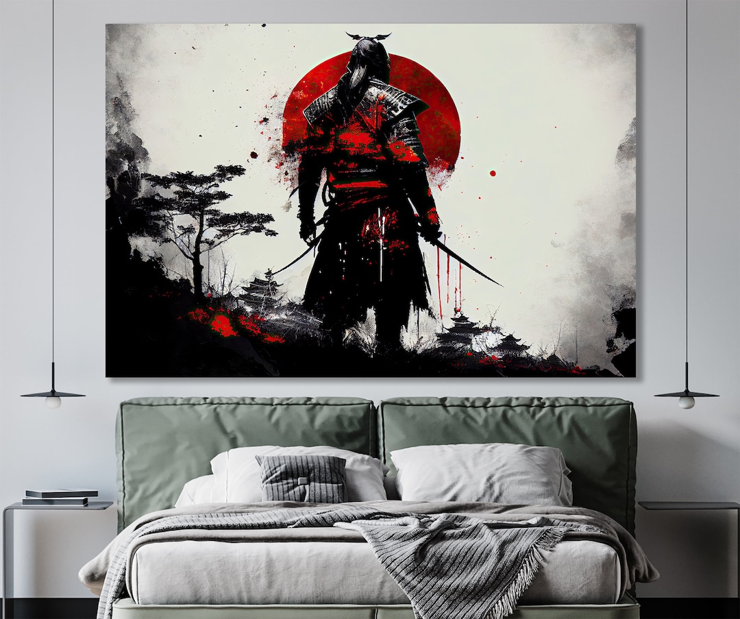 Japanese Samurai Canvas Wall Art Decor Abstract Japanese Extra Large ...