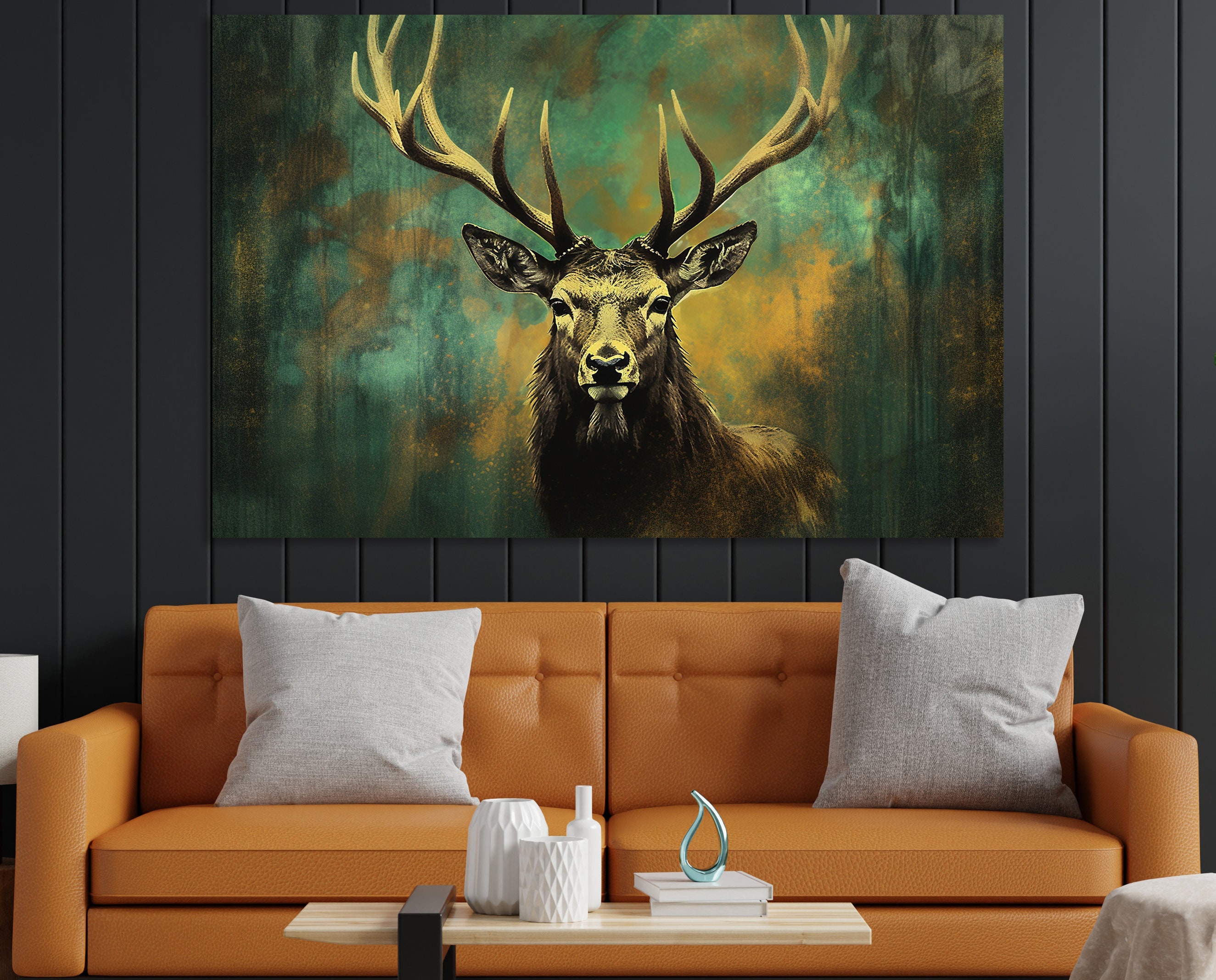 Hirsch Leinwand Moderne Wand Kunst Deco extra große Leinwand Druck ...