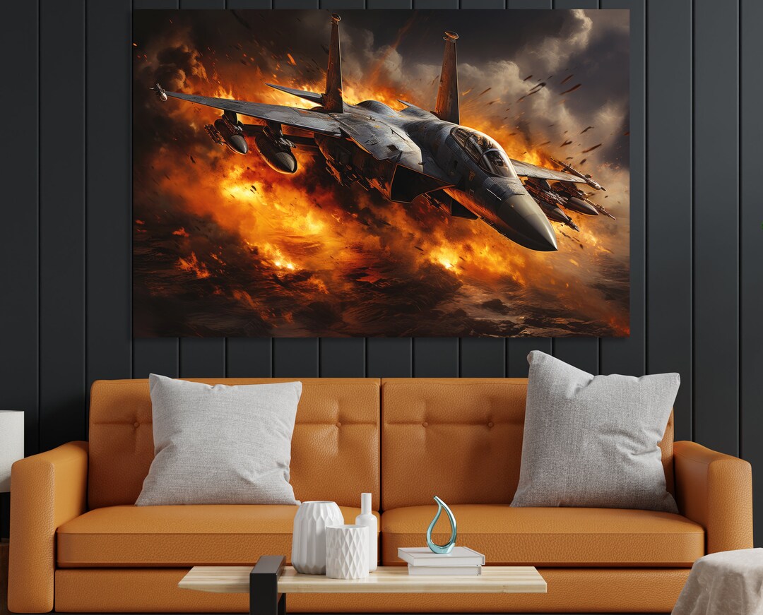 Aircraft Jet Gamer Canvas Fighter Aircraft Ready to Hang Air Battle ...