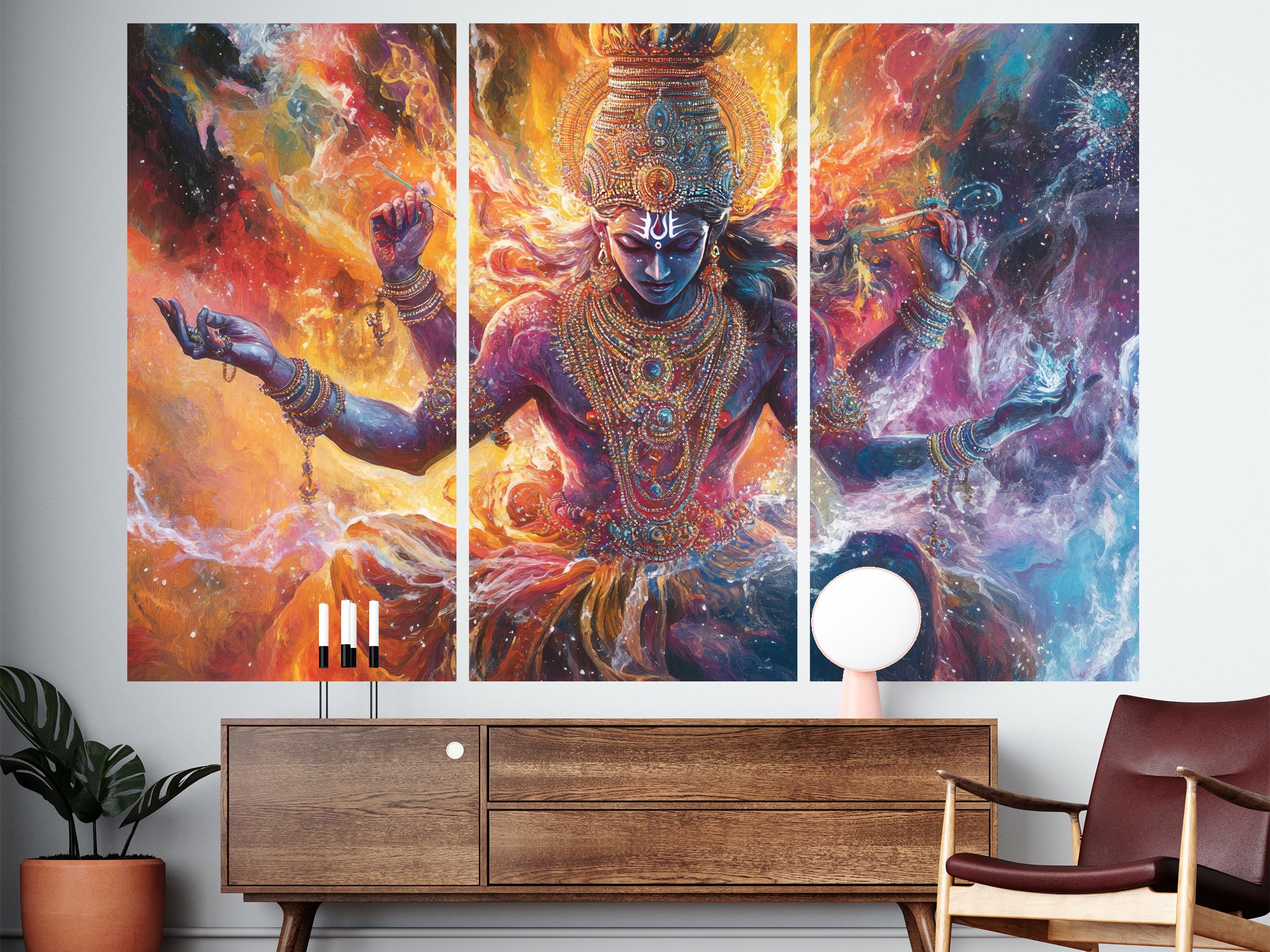 Shiva Canvas Wall Art Hindu Deity Cosmic Energy Spiritual Artwork ...