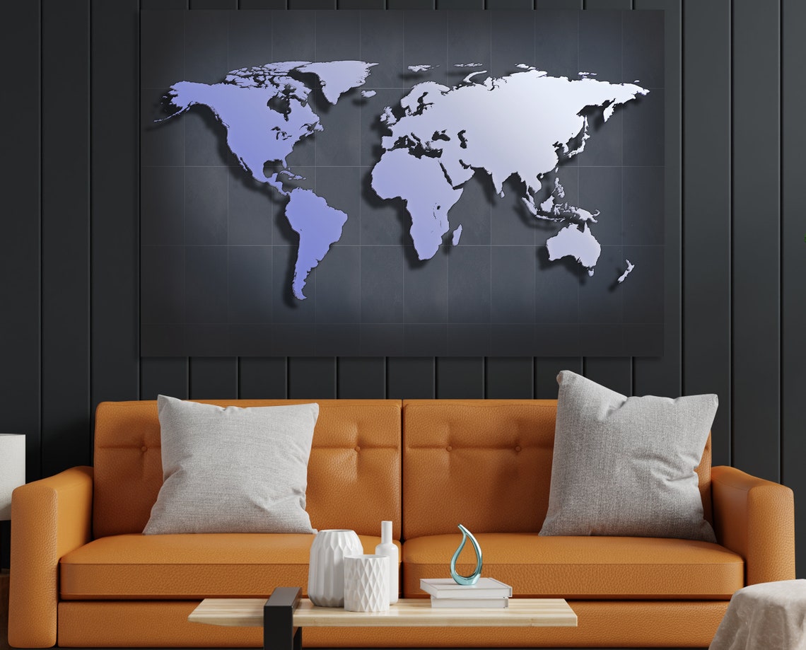 World Map Canvas World Map Decor 3D Map Large World Map Travel - Etsy