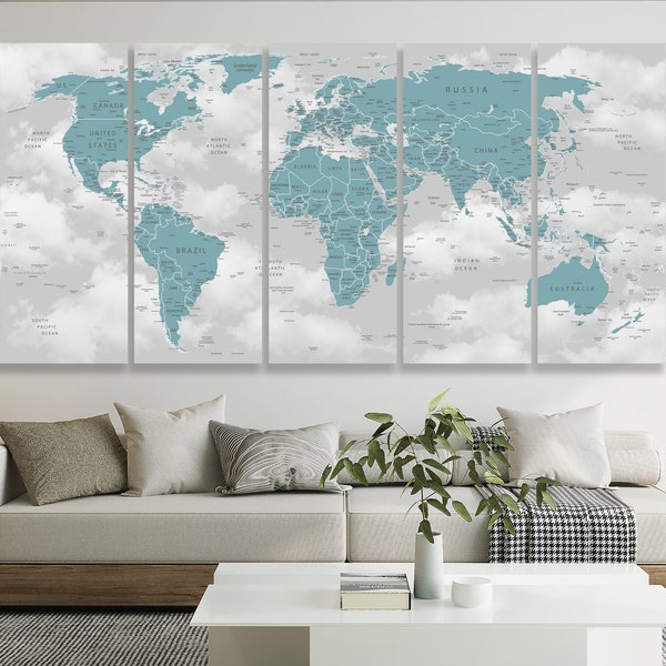 Turquoise Gray Art - Etsy