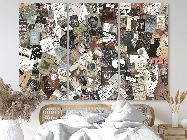 Collage of Books Canvas Old Books Cover Vintage Art Canvas Collage of ...