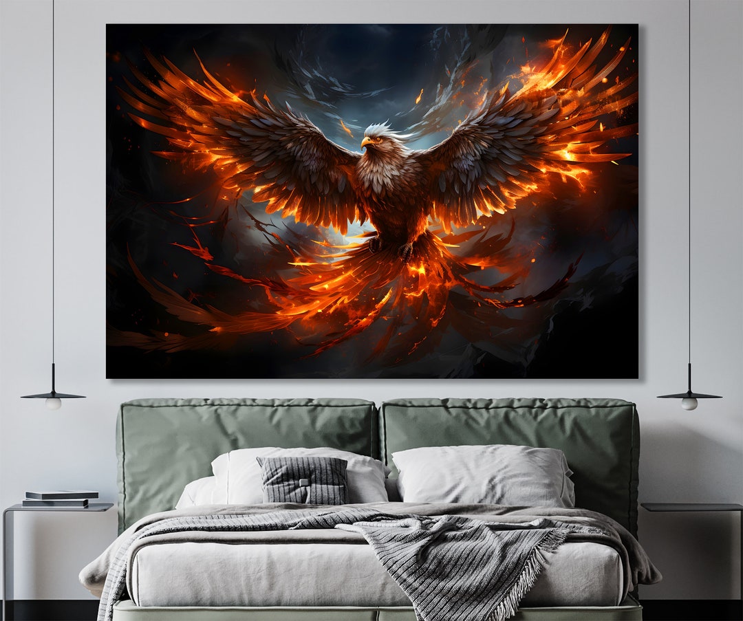 Phoenix Canvas Mythical Phoenix Abstract Wall Art Deco Flaming Phoenix ...