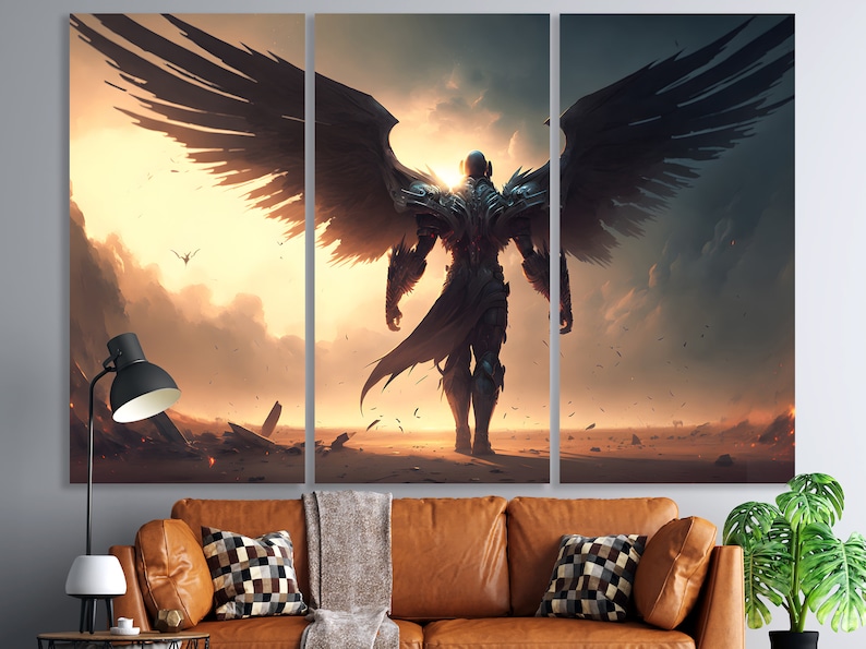 Warrior Angel Canvas Wall Art Archangel Canvas Wall Art Angel of ...