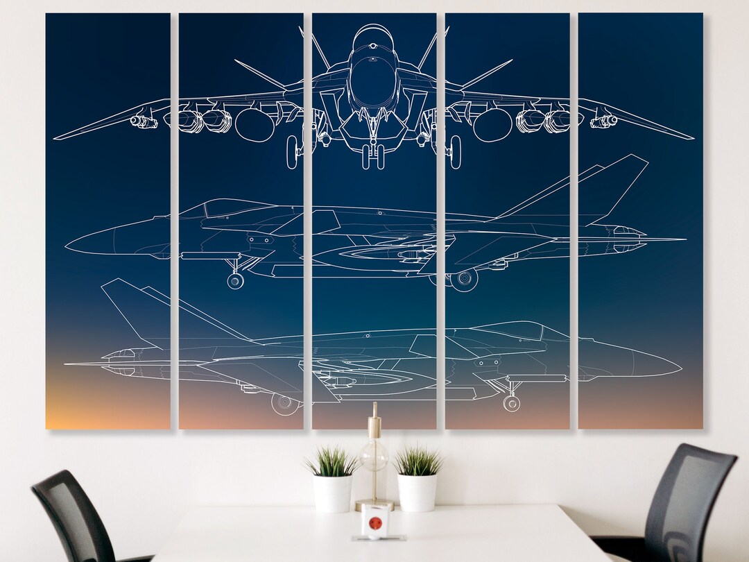 Blueprint Air Force Canvas Aviation Gift Airplane Wall Art Office Decor ...