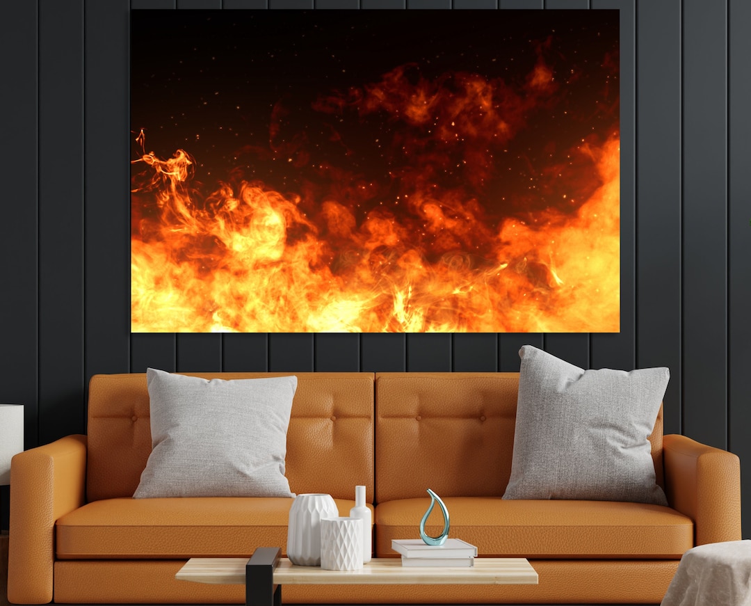 Fire Wall Art Fire Print Canvas Extra Large Wall Art Fire Flame Wall ...