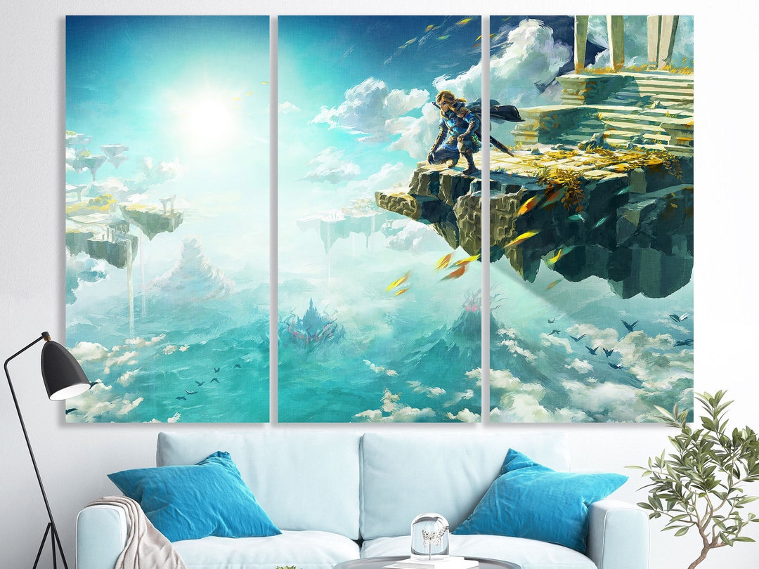Zelda Gaming Art Canvas Playroom Wall Decor Video Game Zelda Breath of ...