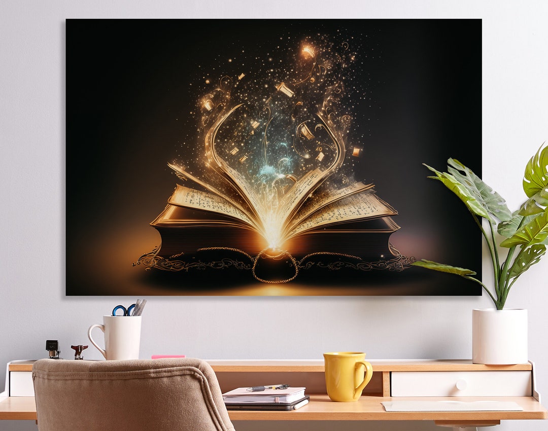 Magic Book Wall Art Framed Canvas Witches Book of Spells Magic Decor ...