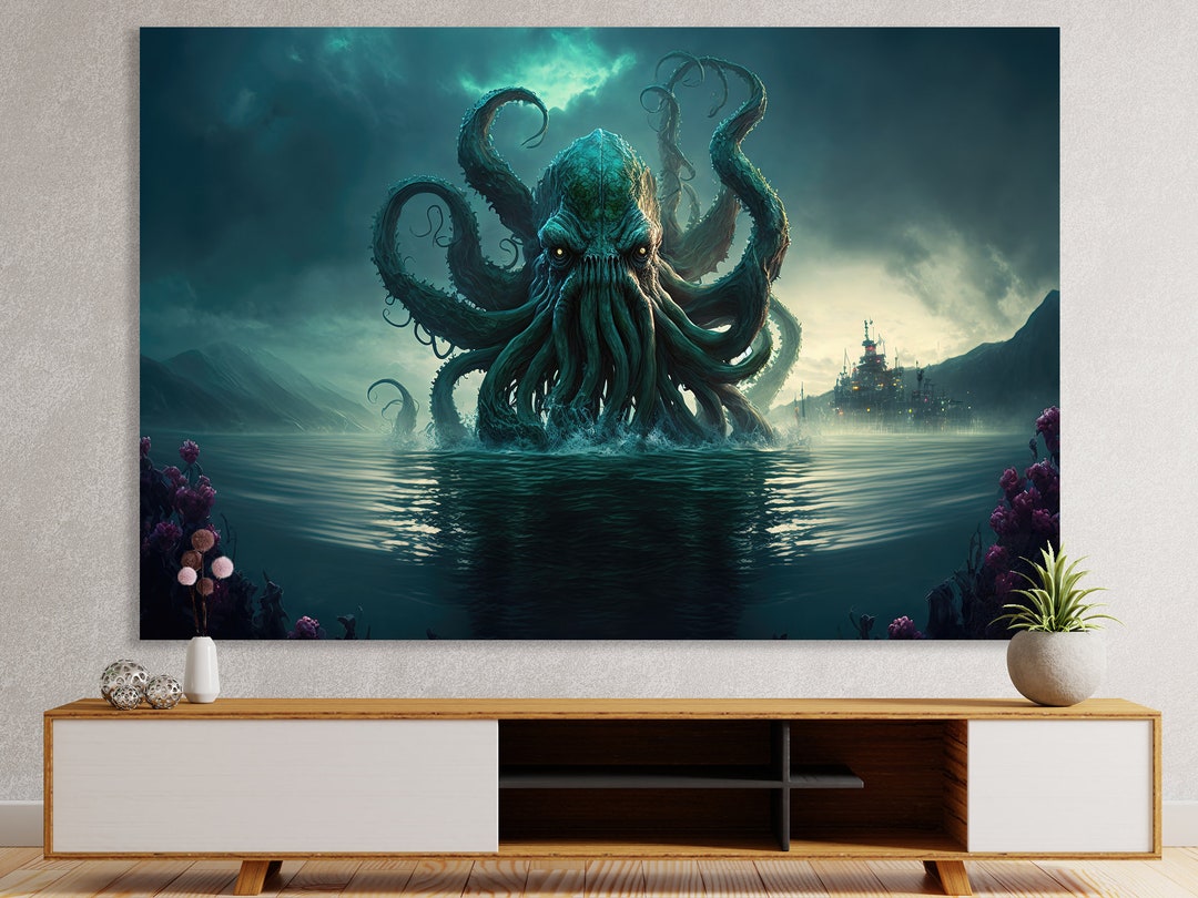 Cthulhu Canvas Print Lovecraft Illustration Horror Story Wall Decor ...