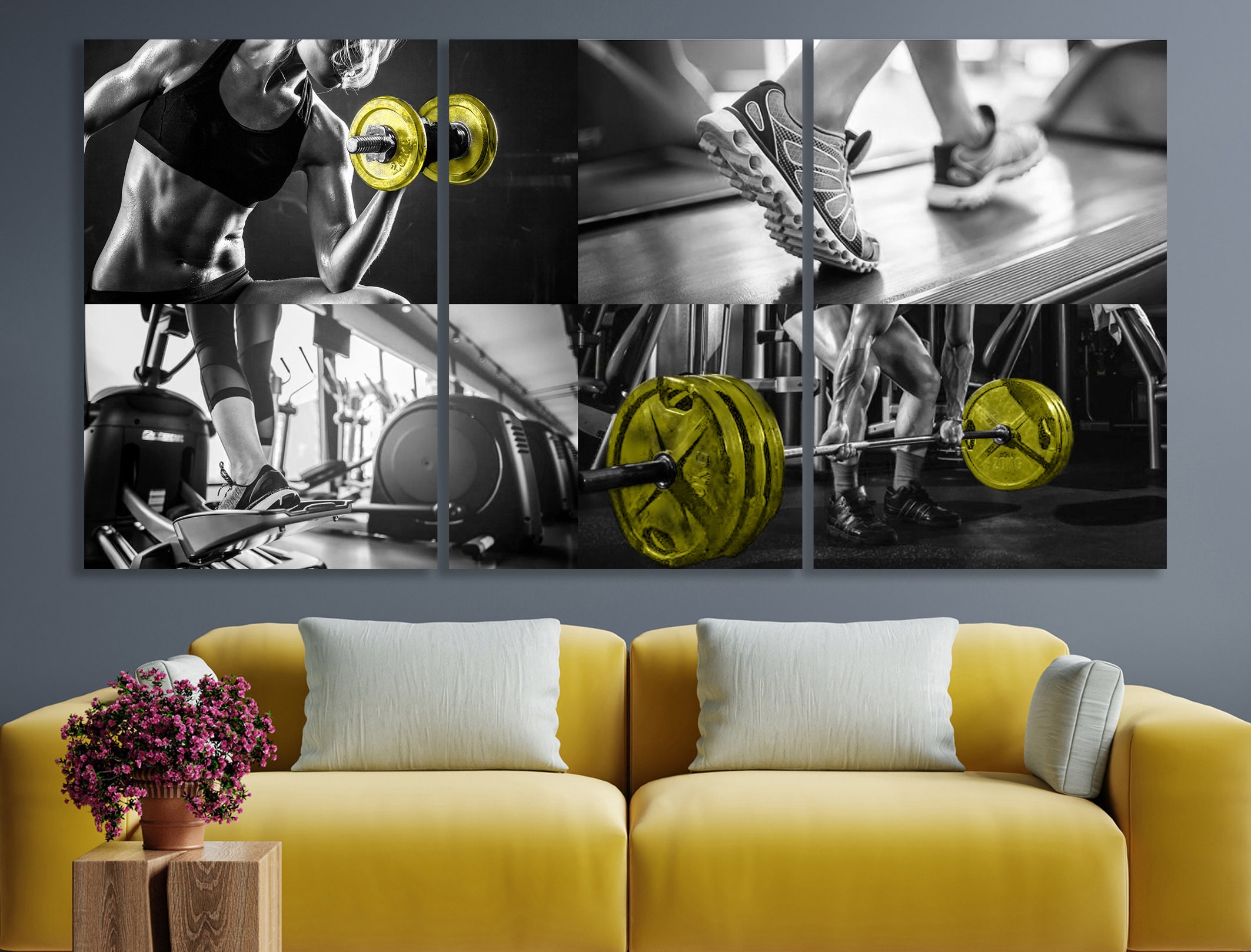 Gym Canvas Motivational Wall Art Sport Art Decor Fitness Studio Poster ...