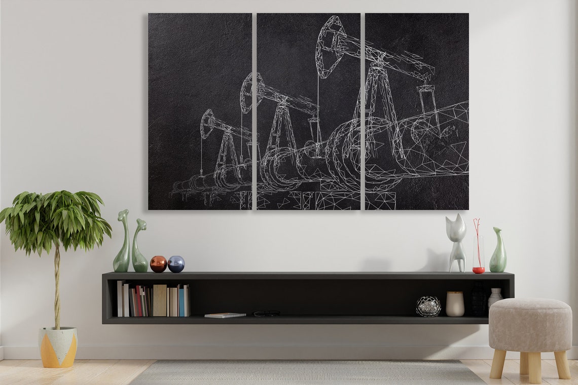 Oil Drilling Rigs Abstract Canvas Oil Industry Wall Art - Etsy