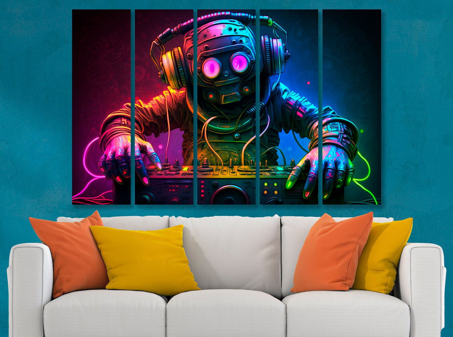 Robot DJ Canvas Abstract Electronic Music Wall Art Decor Audio ...