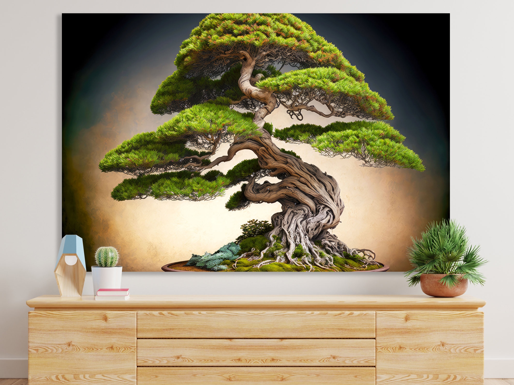 Bonsai Tree Canvas Oriental Art Print Abstract Bonsai Wall Art Tree ...