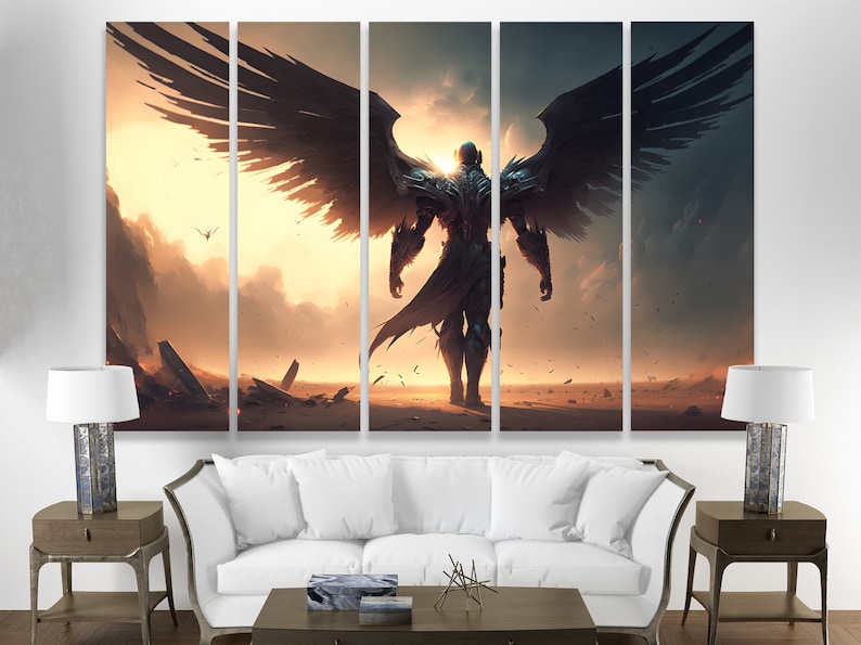 Warrior Angel Canvas Wall Art Archangel Canvas Wall Art Angel - Etsy