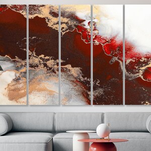 Exquisite Red Marble Abstract Canvas Dark Red Wall Art Print Red and ...