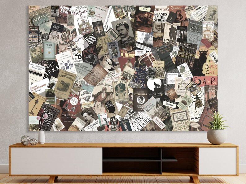 Collage of Books Canvas Old Books Cover Vintage Art Canvas Collage of ...