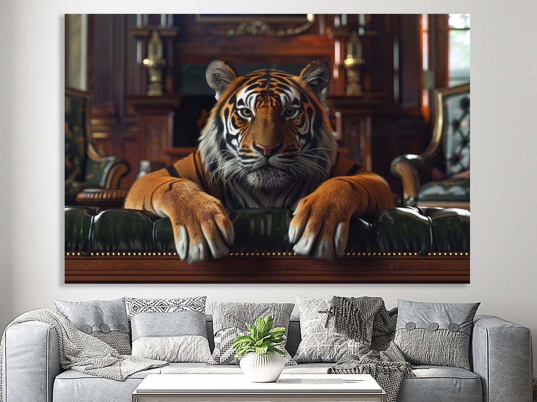 Wild Tiger Framed Canvas Large Wall Art Home Room Office Tiger Wall ...