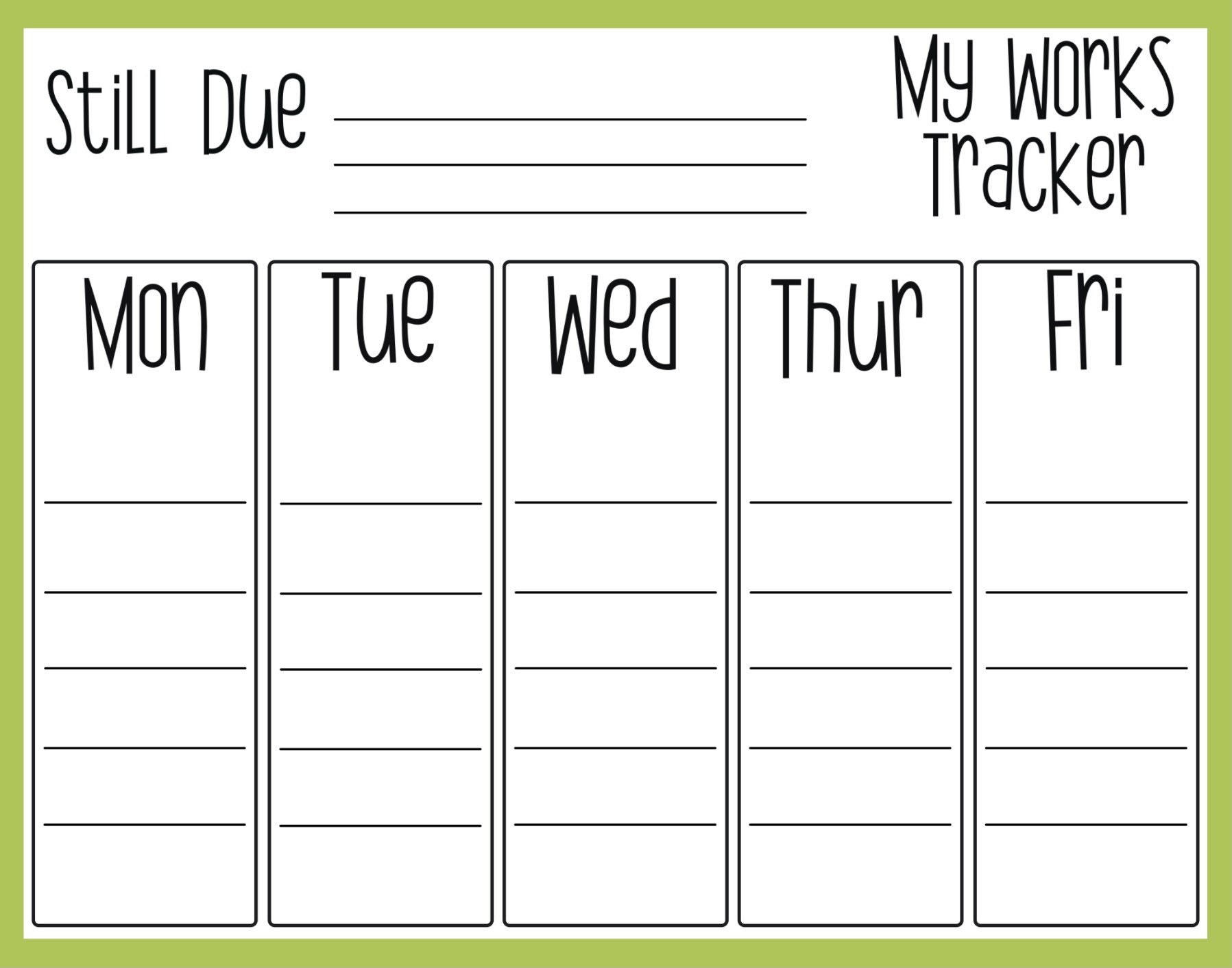ADHD Student Assignment Tracker Digital Download - Etsy