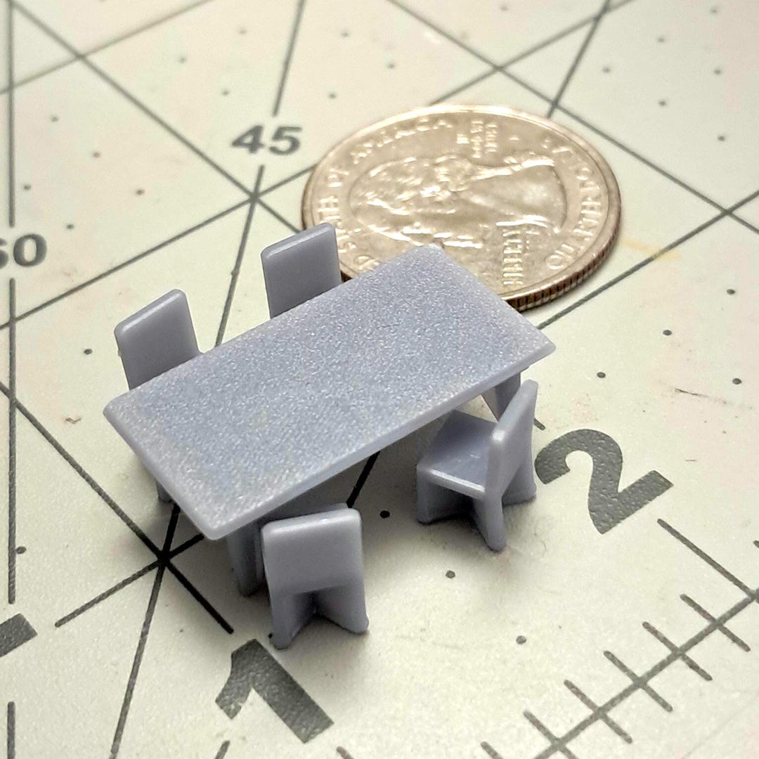 HO Scale Miniature Table and Chairs – 3D Printed Diorama Furniture - Etsy