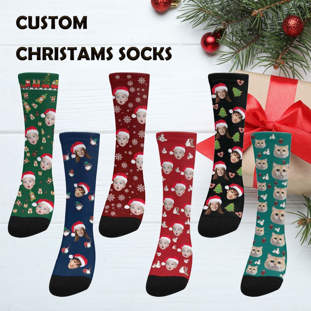Custom Christmas Socks, Personalized Christmas Face Socks, Custom Face ...