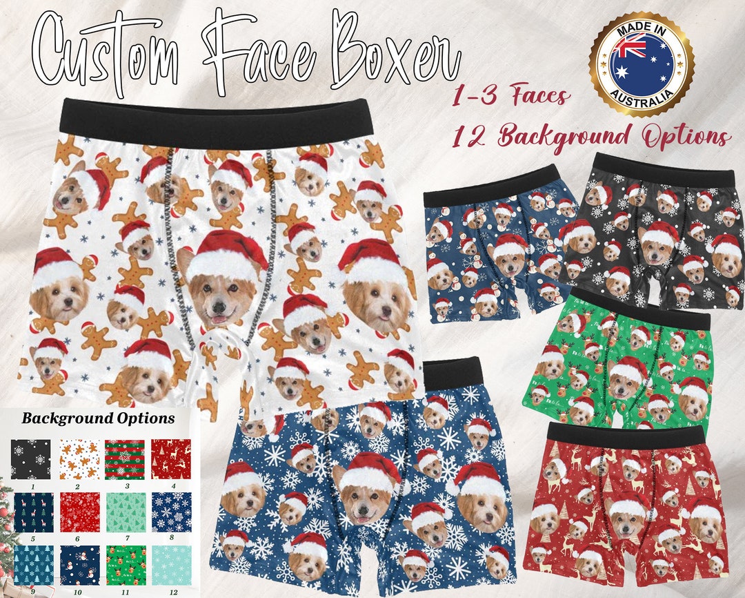 Christmas Personalized Face Boxer Briefs for Men, Custom Face Boxers ...