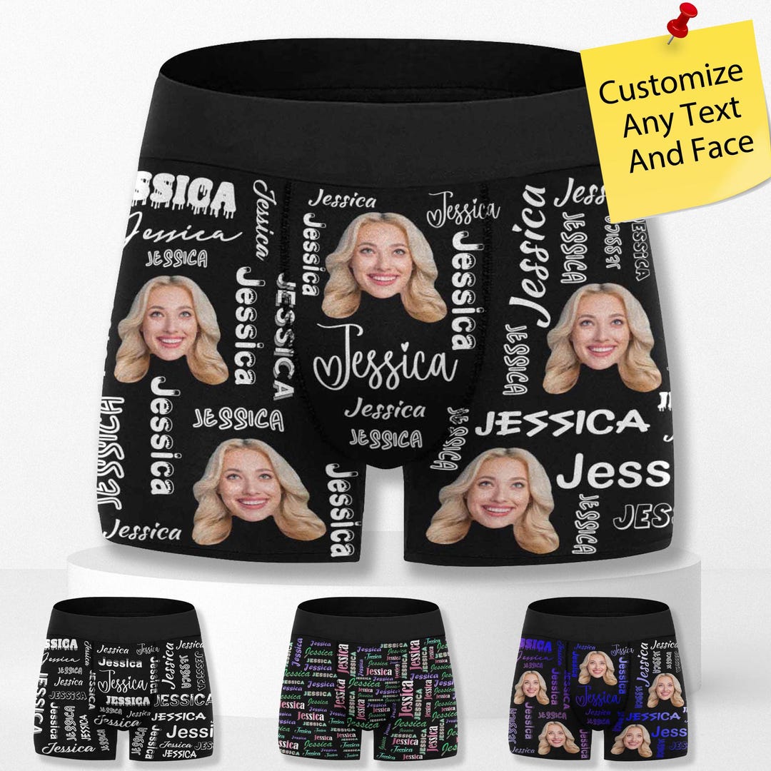 Personalized Boxers Briefs, Custom Face Boxer, Boxer With Name Text ...