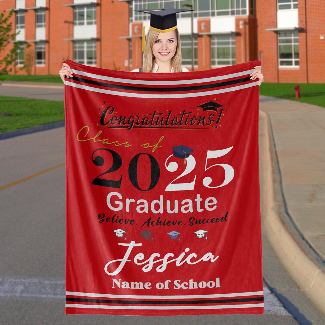 Personalized Class of 2025 Graduation Fleece Blanket - Etsy