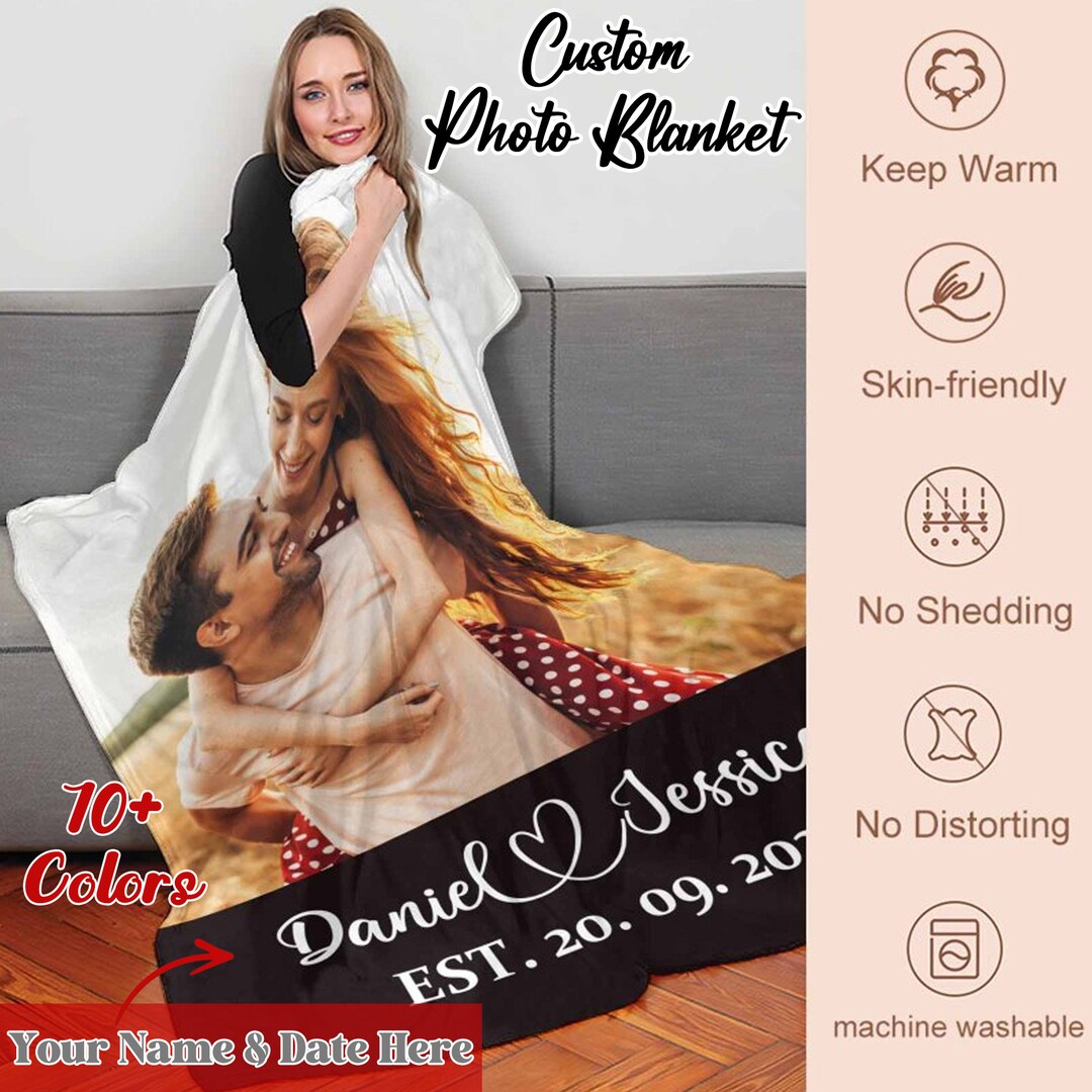 Personalized Photo Blankets, Custom Blanket With Couple Picture ...