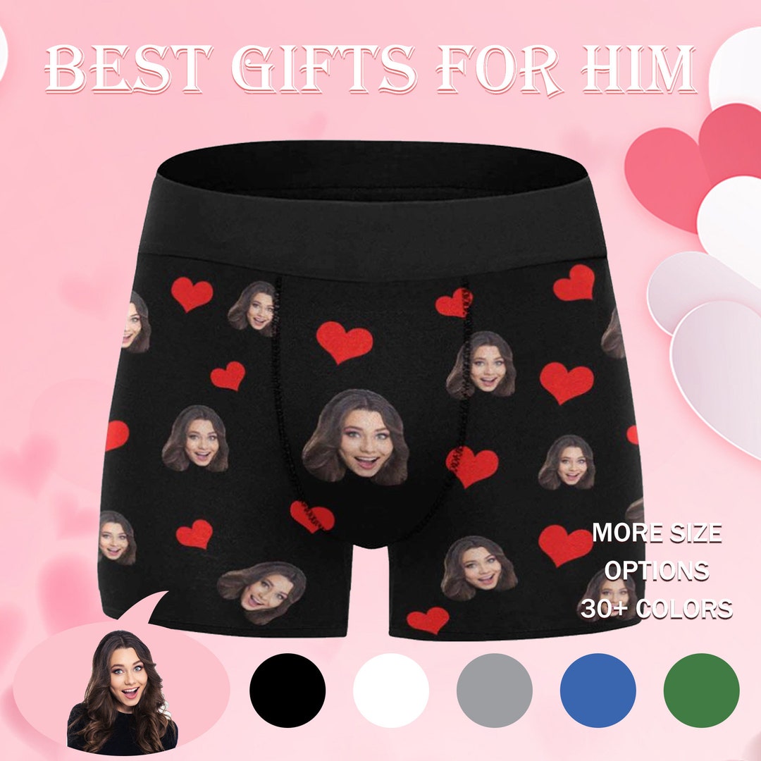 Customized Face Boxer Briefs Valentine's Day Gift for Men, Custom Face ...