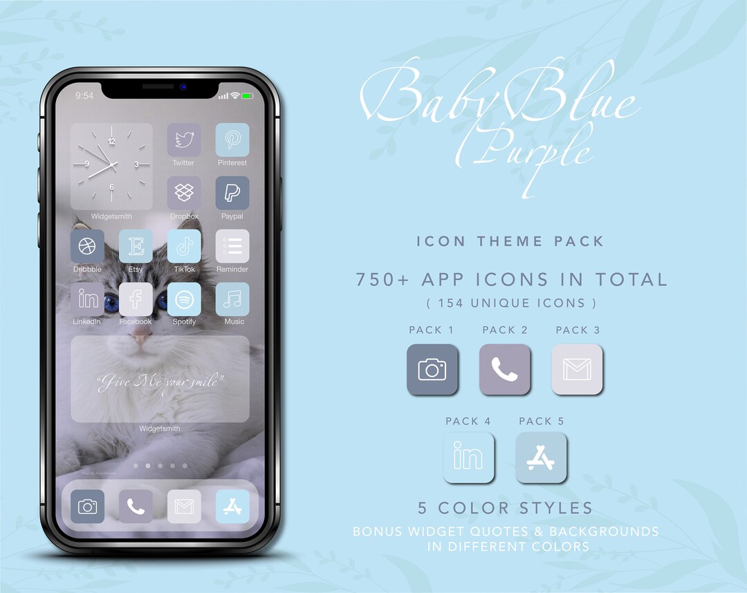 Baby Blue Icons Pack: iPhone Home Screen Theme (Digitaler Download ...