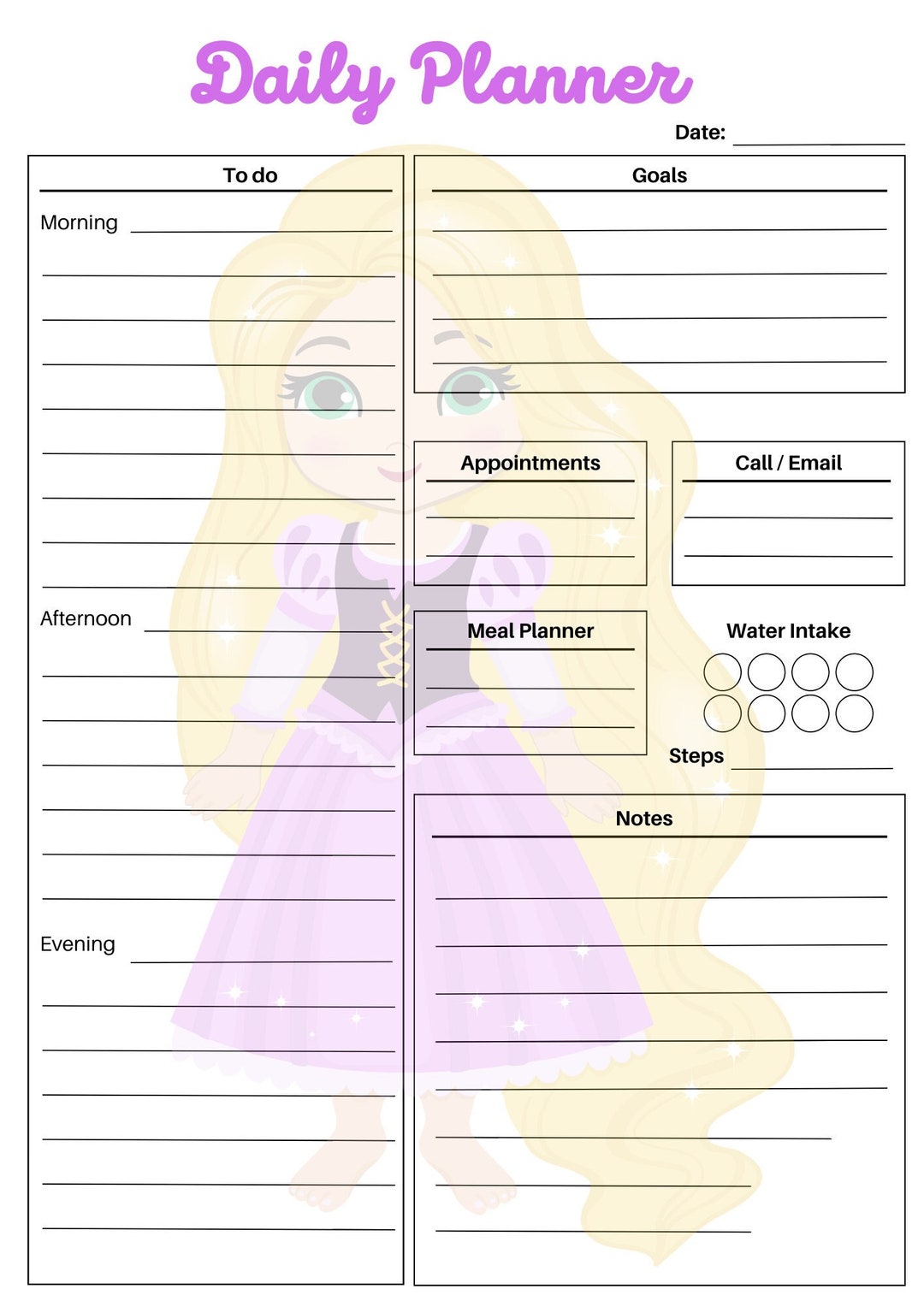 Rapunzel Theme Daily Planner - Etsy