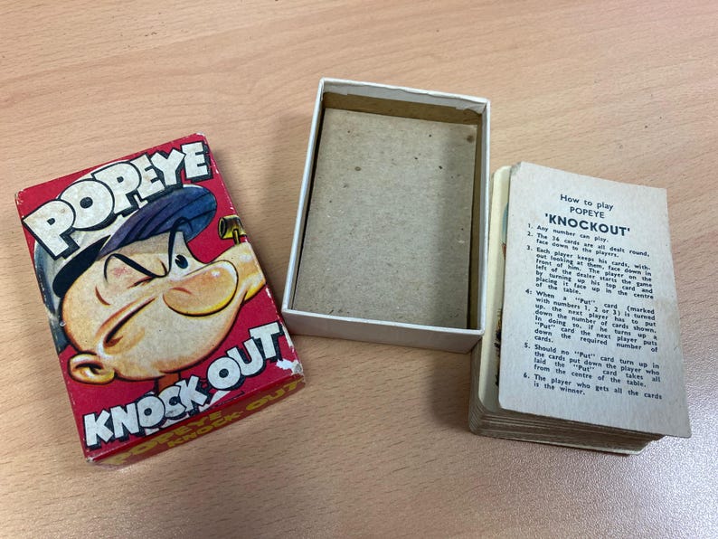 Vintage Popeye Knock Out Playing Card Game by King Features Syndicate 1960 Complete RARE Tower ...