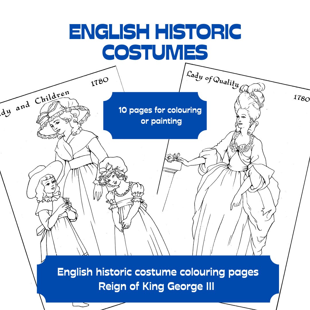 Coloring Pages - English Historic Colouring or Painting Pages - Fashion ...