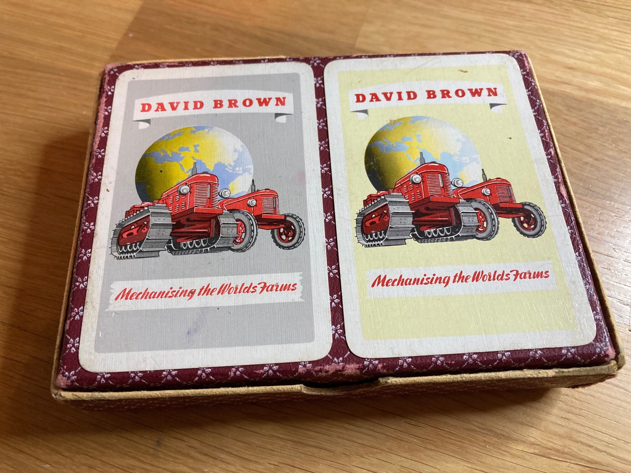 Vintage Bridge Playing Cards Two Sets in Box David Brown Farm Tractors ...