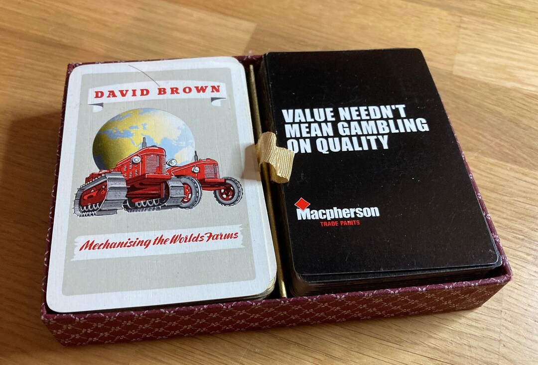 Vintage Bridge Playing Cards Two Sets in Box David Brown Farm Tractors ...