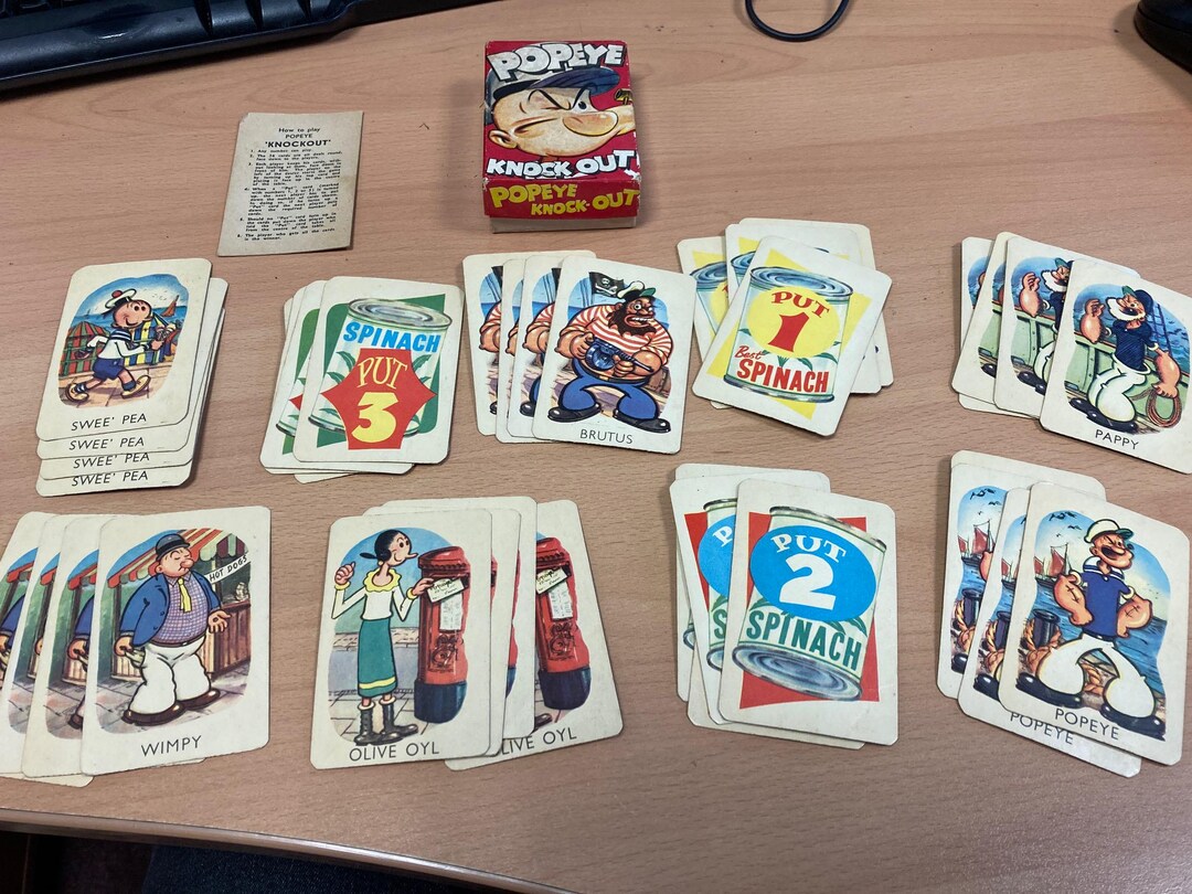 Vintage Popeye Knock Out Playing Card Game by King Features Syndicate 1960 Complete RARE Tower ...