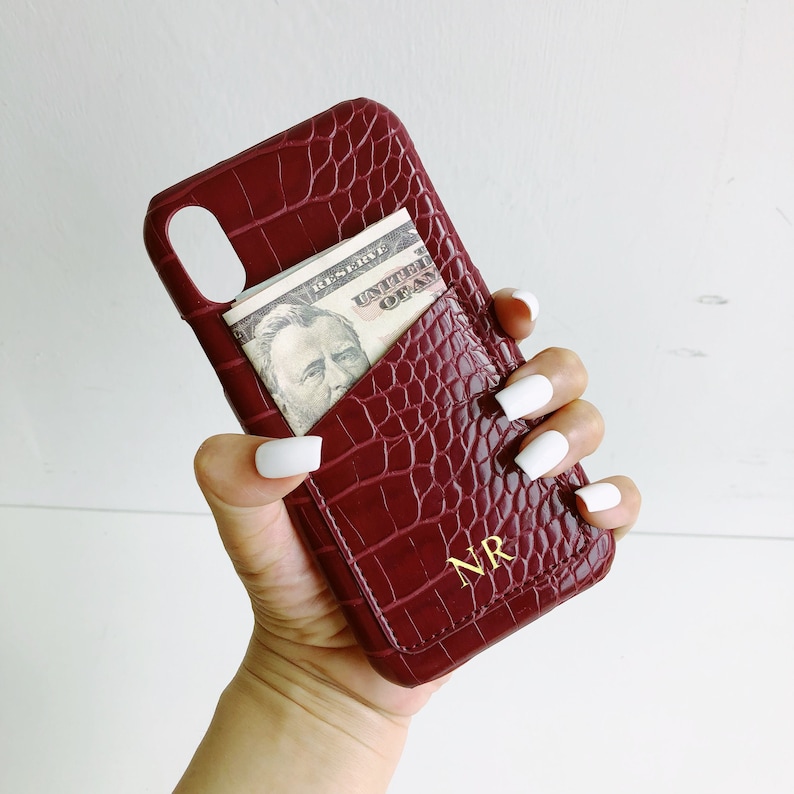 Personalized Croc Leather iPhone Wallet Case: Monogrammed Card Holder ...