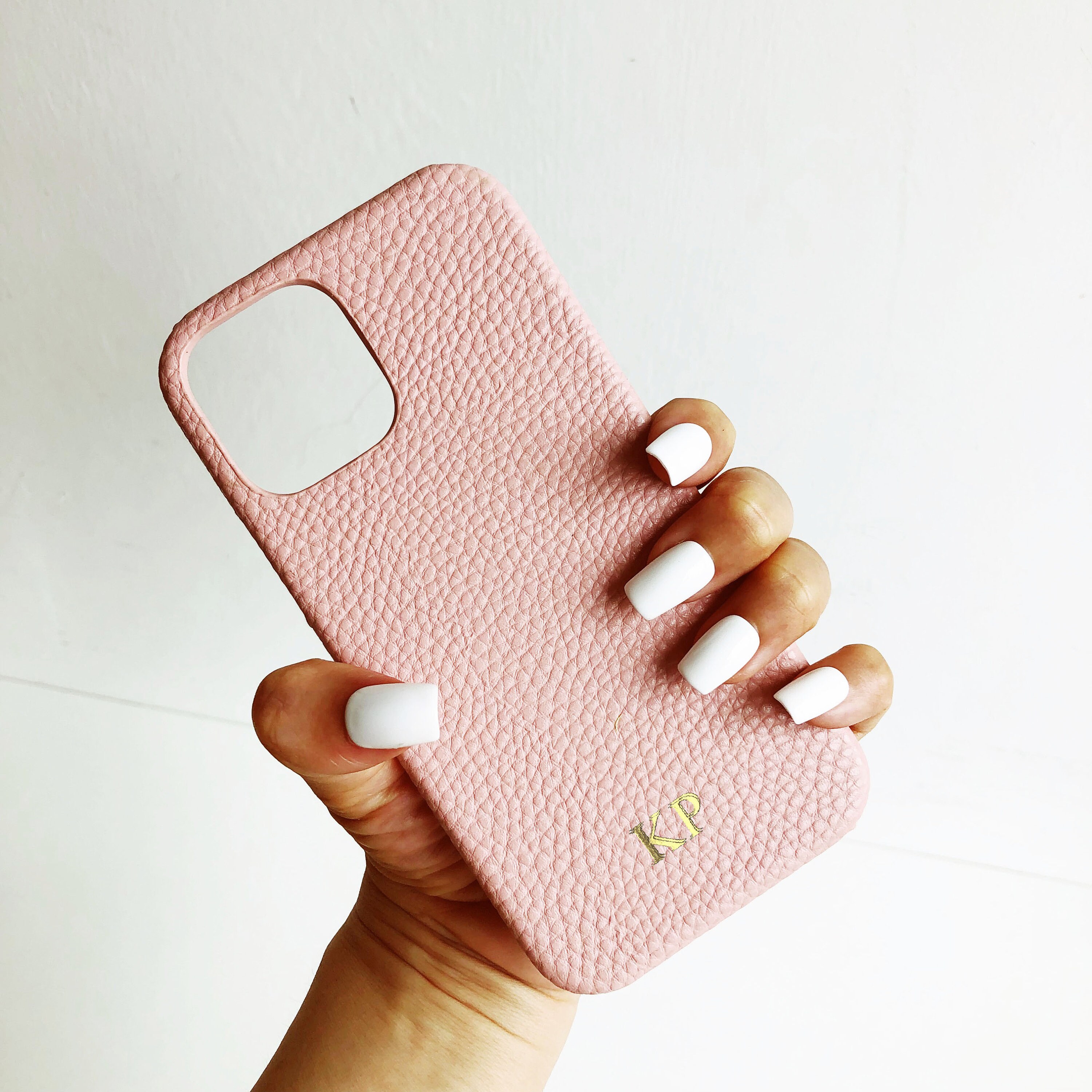 Personalized Iphone 13 Pebble Leather Case Initials Bottom - Etsy