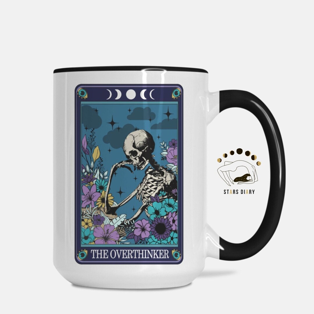 The Overthinker Tarot Card Mug Funny Skeleton Mug Tarot - Etsy