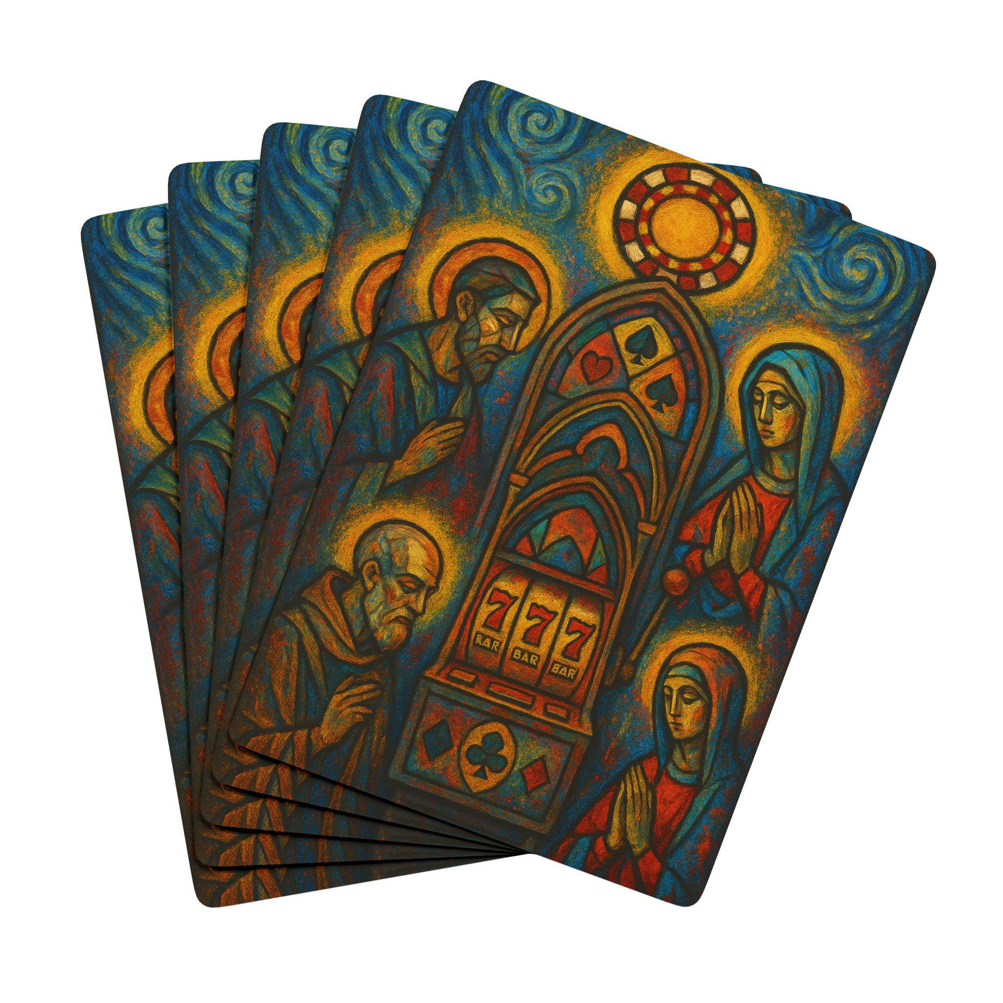 Gothic Surrealist Poker Cards: Cubist Figures, Golden Light - Etsy