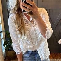 White Country Lace Top, Aveline Embroidered Prairie Chiffon Shirt ...
