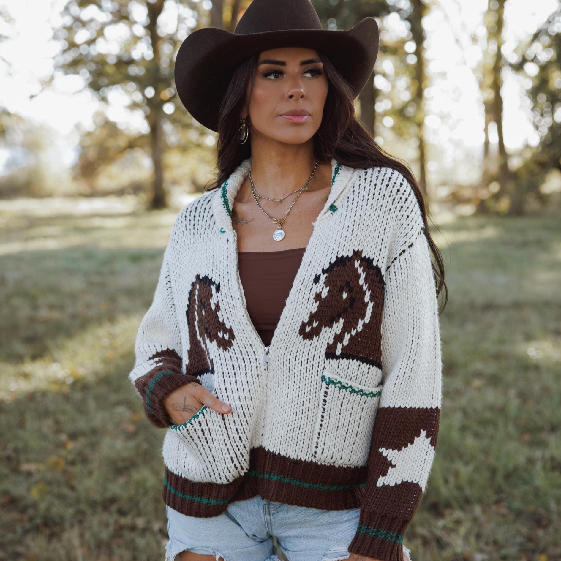 Western Knit Cardigan Sweater: Handmade Horse Knitted Jacket - Etsy