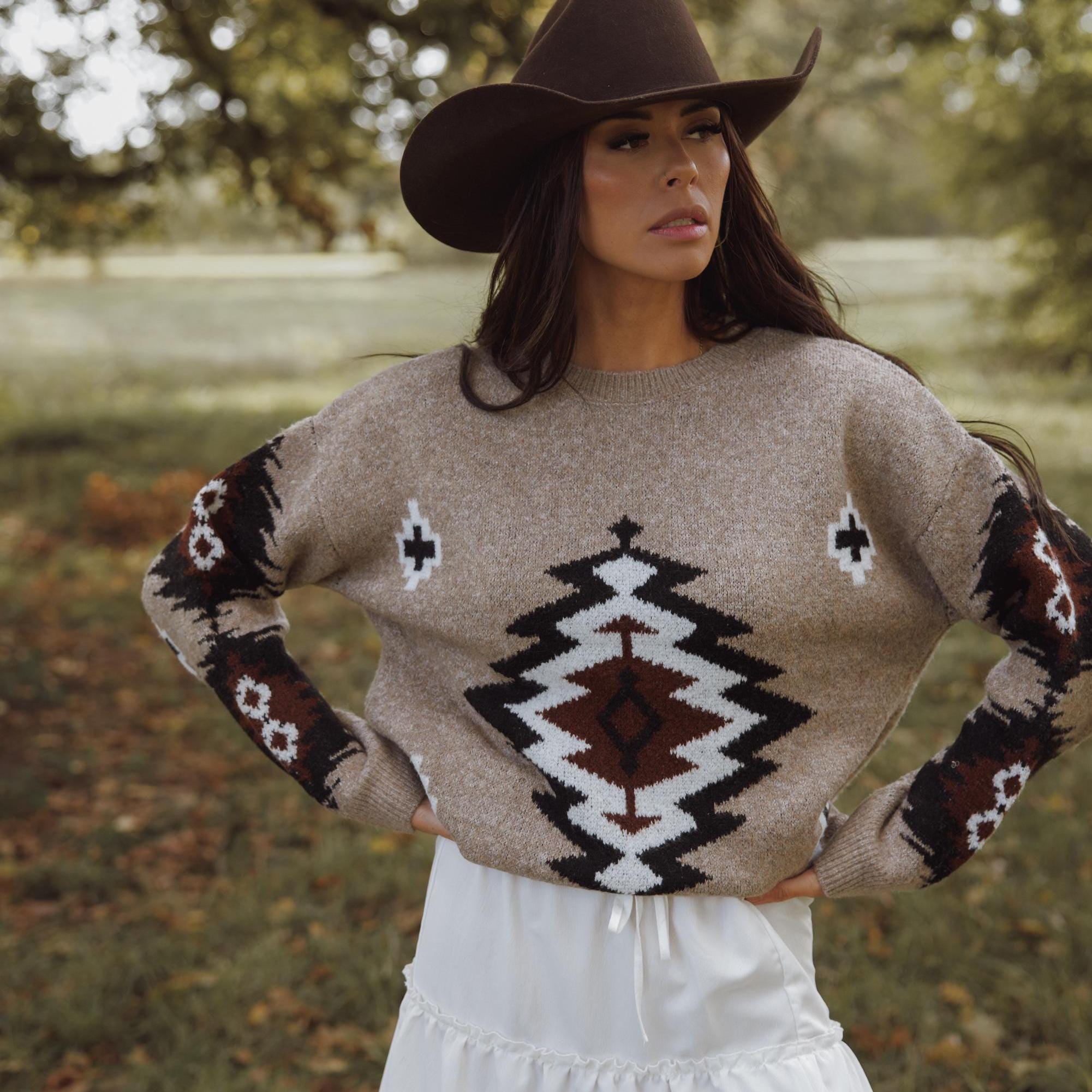 Handmade Western Aztec Print Pullover Sweater: Boho Southwest Style by ...