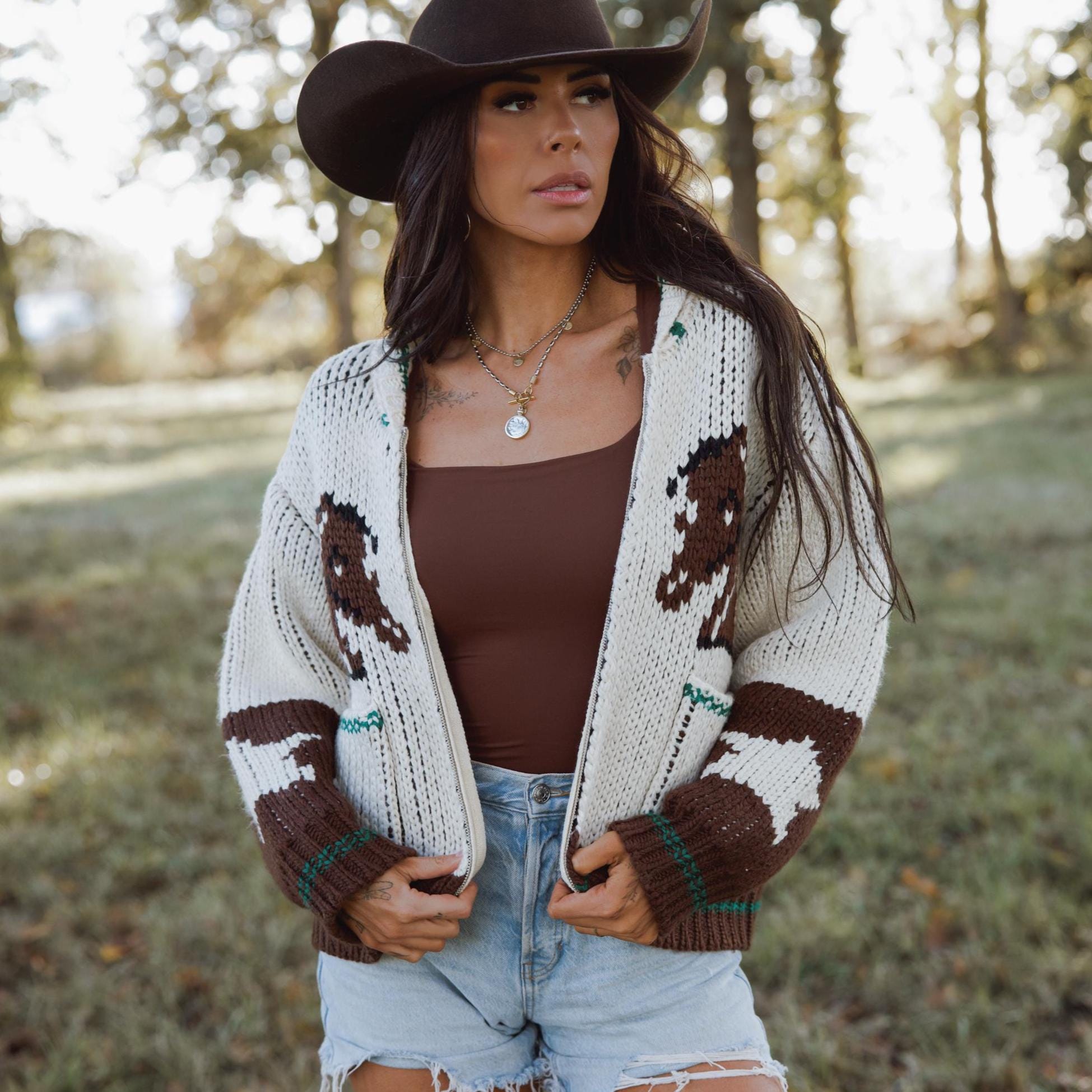 Western Knit Cardigan Sweater: Handmade Horse Knitted Jacket - Etsy