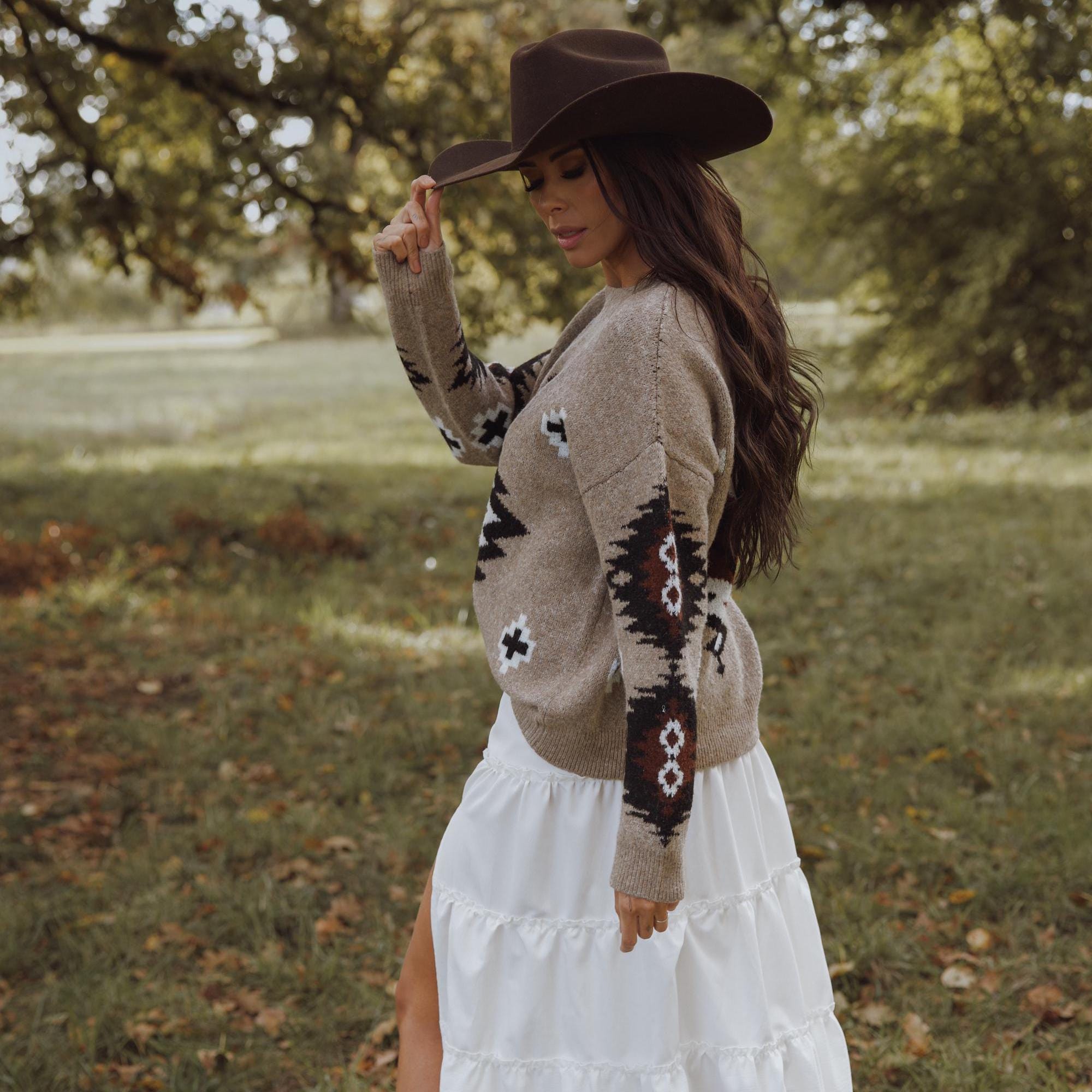 Handmade Western Aztec Print Pullover Sweater: Boho Southwest Style by ...