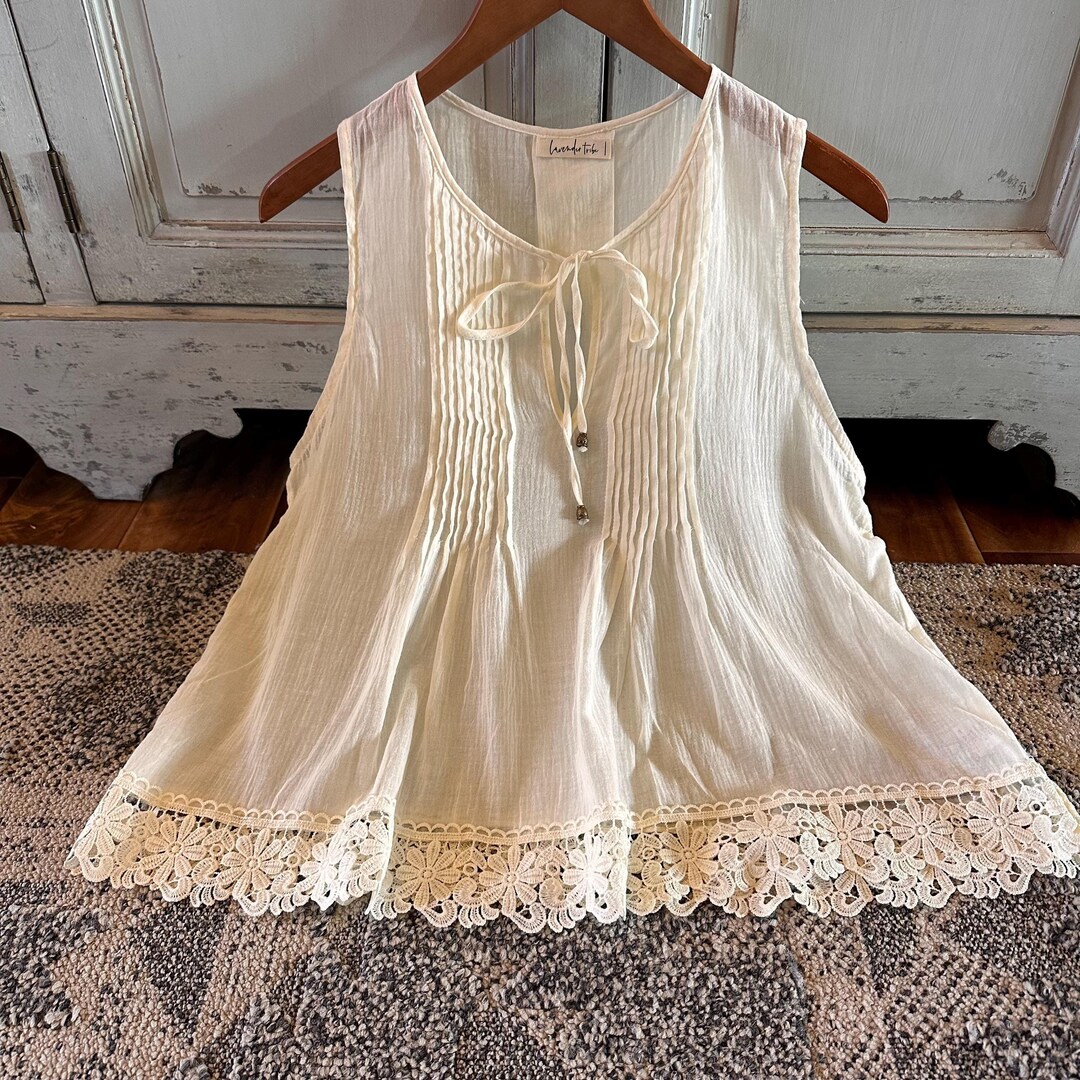 Lavender Tribe Women's Delicate Lace Cotton Tank Layering Top Bohemian ...