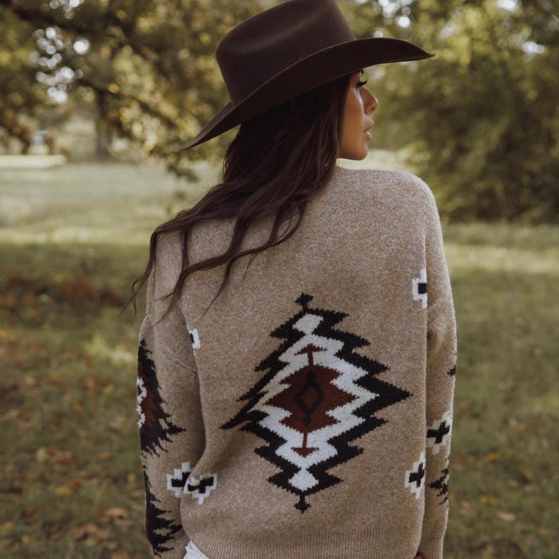 Handmade Western Aztec Print Pullover Sweater: Boho Southwest Style by ...
