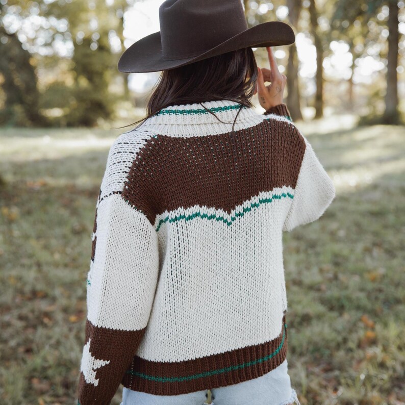 Western Knit Cardigan Sweater: Handmade Horse Knitted Jacket - Etsy